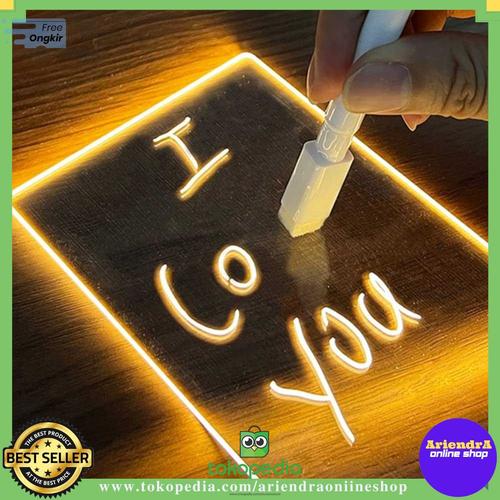 Jual Lampu LED Meja Hias Akrilik Papan Tulis Memo Board Warm White ...