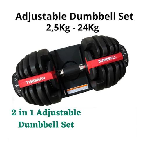 Jual 2 in 1 Adjustable Dumbbell Set Barbell Alat Fitness Gym Home ...
