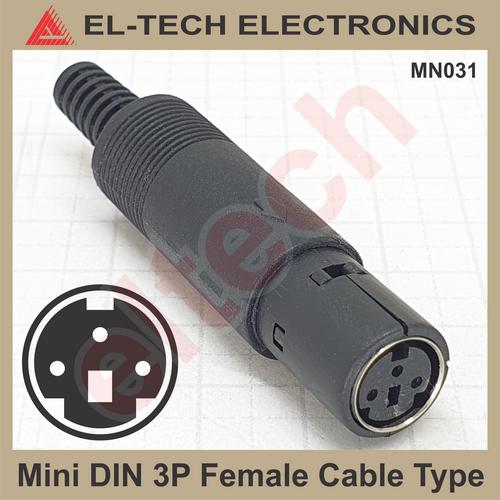 Jual MINI DIN 3 3P 3Pin P Pin Female Connector Konektor Cable Kabel ...