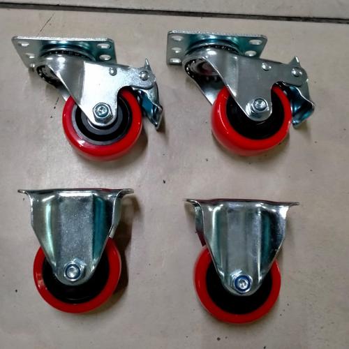 Jual Roda Troli pu 3 inch 2putar+rem 2mati roda etalase 4pcs - Kota ...