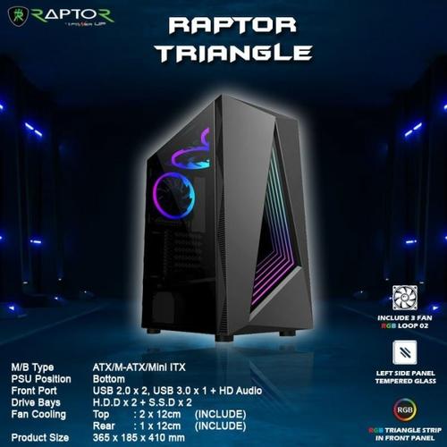 Jual Casing PC Gaming Raptor Triangle M-ATX Plus 3 Fan - Kota Bandung ...