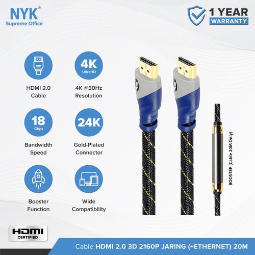 Promo Kabel NYK Cable HDMI 4K V2.0 Support 2160P 20 Meter Cicil 0% 3x ...