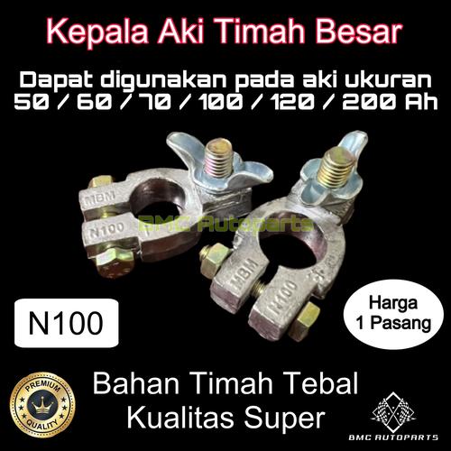 Jual Kepala Aki Timah BESAR / Terminal Klem Accu Mobil N100 TIMAH Tebal ...