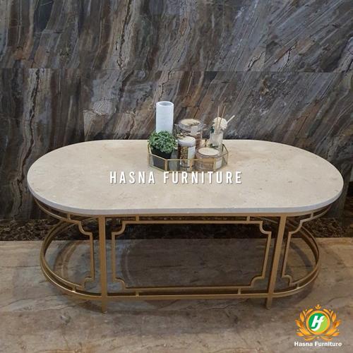 Jual Oval Marble Coffee Table Living Room Meja Tamu Marmer Krem Besi ...