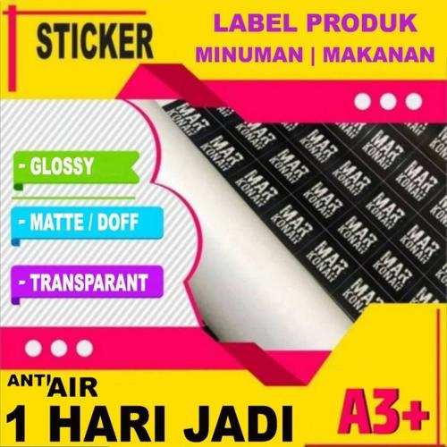 Jual Cetak Stiker / Sticker Label A3 A3+ bahan Vynil anti air - cetak ...