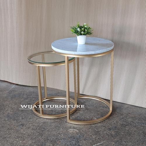 Jual Meja Sudut Marmer Kaki Besi Gold / Meja Pojok Side table Marmer ...