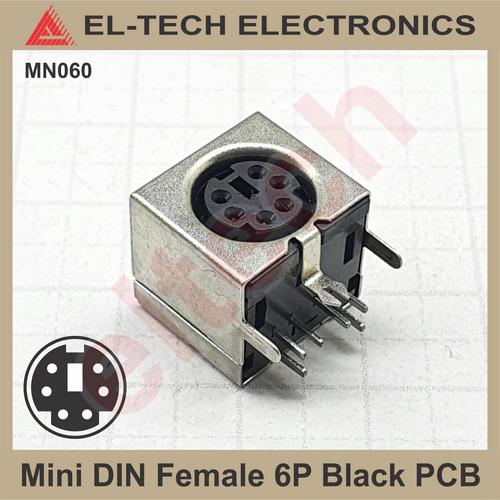Jual MINI DIN 6 6P 6Pin Pin Female Connector Konektor PS2 PCB Black ...