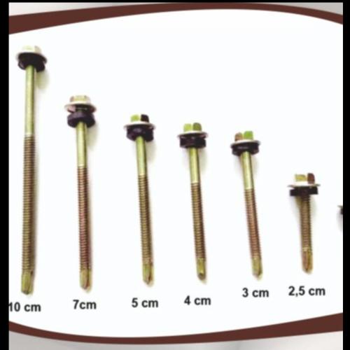 Jual baut roofing screw kuning seal sekrup baja ringan kepala 8mm ...