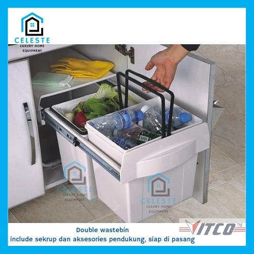 Jual VITCO Waste Bin Double White Slow Motion/Tempat Sampah Dapur Rel ...