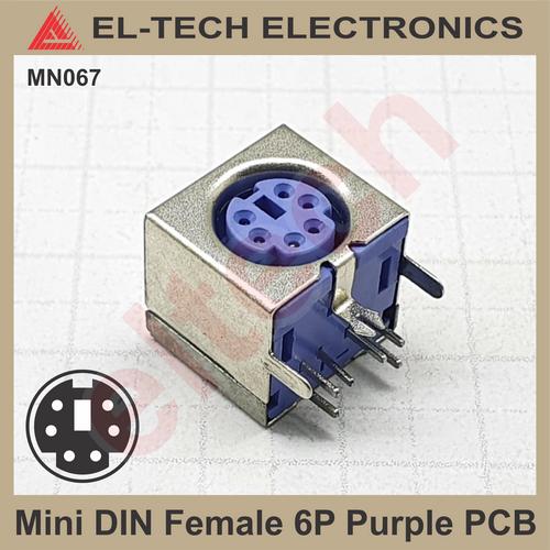 Jual MINI DIN 6 6P 6Pin Pin Female Connector Konektor PS2 PCB Purple ...