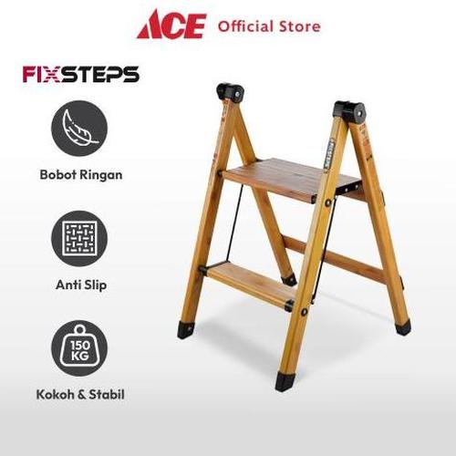 Jual Ace - Fixsteps 63 Cm Tangga Lipat Aluminium Slim 2 Step Motif Kayu ...