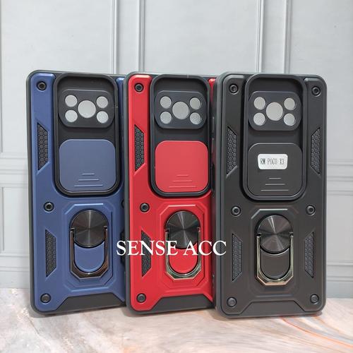 Jual Case Armor Transformer Slide+Ring Xiaomi Poco X3 PRO X3 NFC X5 - POCO X5, Hitam - Jakarta ...