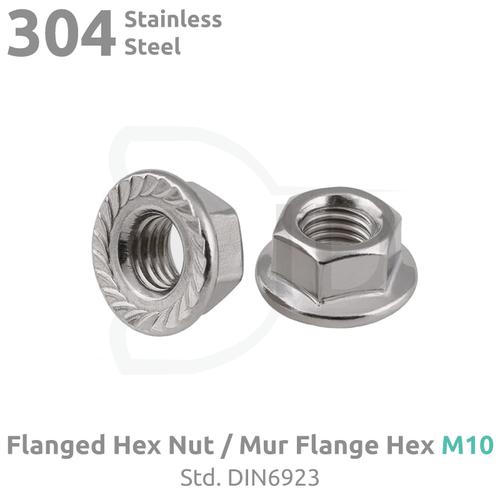 Jual DIN6923 Flanged Nut / Mur Flange Stainless Steel SUS304 M10 ...