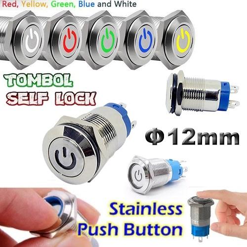 Jual 12mm LED Switch Power Self Locking Saklar Stainless Steel ...
