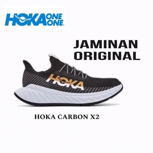 Jual Sepatu lari Hoka Terbaru Carbon X 2 Black White Gold - BLACK WHITE ...