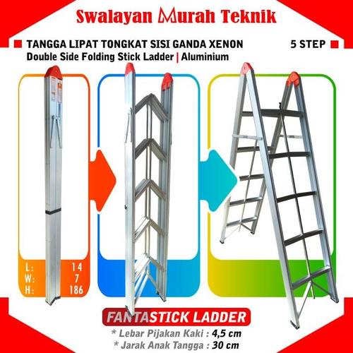 Jual READY Tangga Lipat Aluminium Stik XENON 5S 1,8M Folding Stick ...