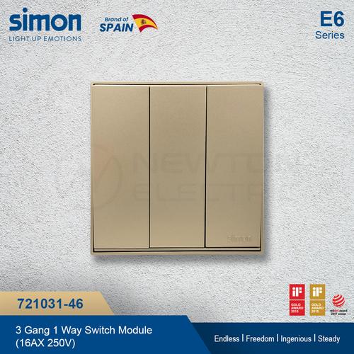 Jual Simon E6 Saklar Triple 3-Gang 1-Way Switch - Champagne (Tanpa ...