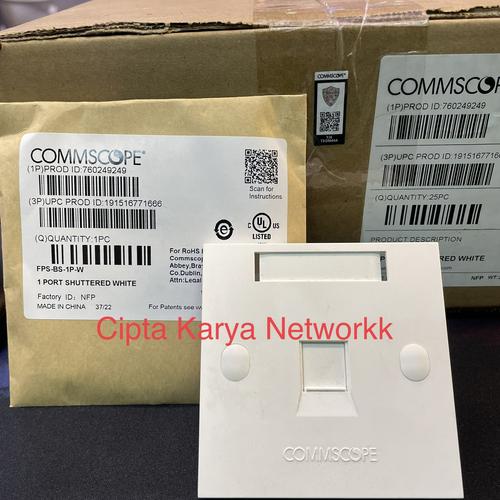 Jual AMP Commscope Faceplate 1 Port Shuttered White FBS-BS-1P-W ...
