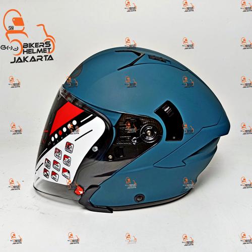 Jual HELM KYT NFJ SOLID PLAIN MATT EMERALD GREEN DOUBLE VISOR HALF FACE ...