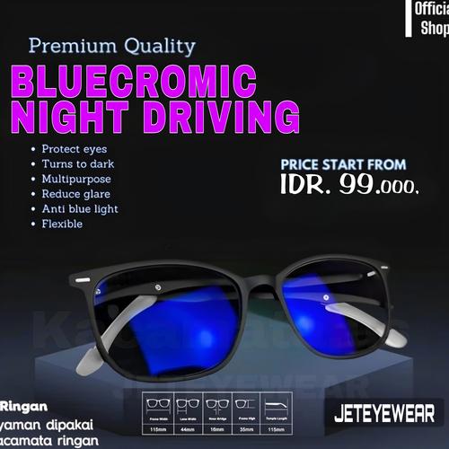 Promo FRAME TEKUK / KACAMATA PRIA LENSA BLUECROMIC NIGHT DRIVE ANTI RADIASI - ONE DRIVE DOMAS ...