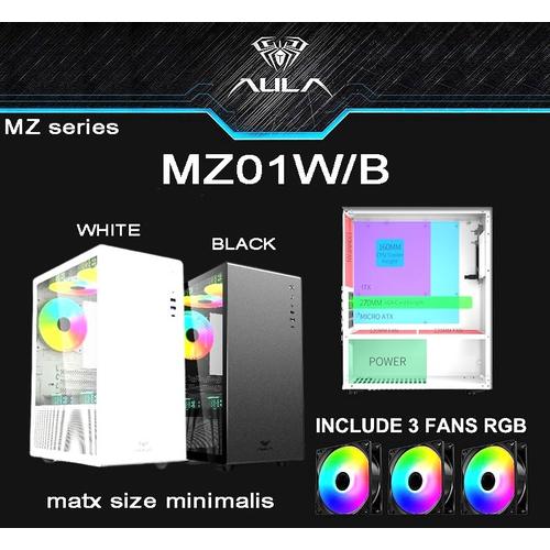Jual Pc case aula micro atx glass 3 fan spider mz-01 mz01 Casing ...