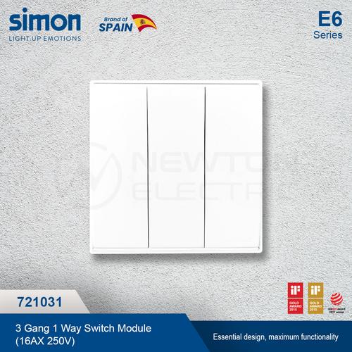Jual Simon E6 Saklar 3-Gang 1-Way - White Putih (Tanpa Frame) - Jakarta ...
