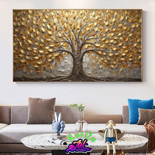 Jual Lukisan Tangan Abstract Gold Leaf Tree Acrylic Painting 80x120 ...