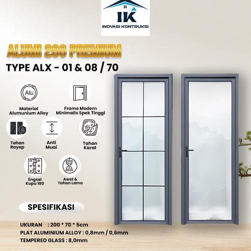 Jual IK - (ALUMI PREMIUM ALX 70X200) Set Pintu Kamar Mandi Aluminium 200x70 Full Kaca Anti Pecah ...
