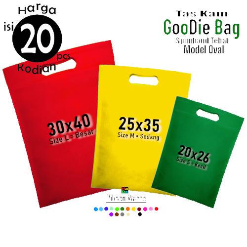 Jual 1 Kodian isi 20 Tas Kain Spunbond Goodie Bag Oval Besar sedang ...