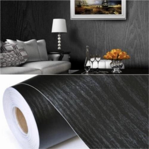 Jual WALLPAPER STICKER DINDING TRIPLEK KAYU HITAM BERSERAT MEWAH ...