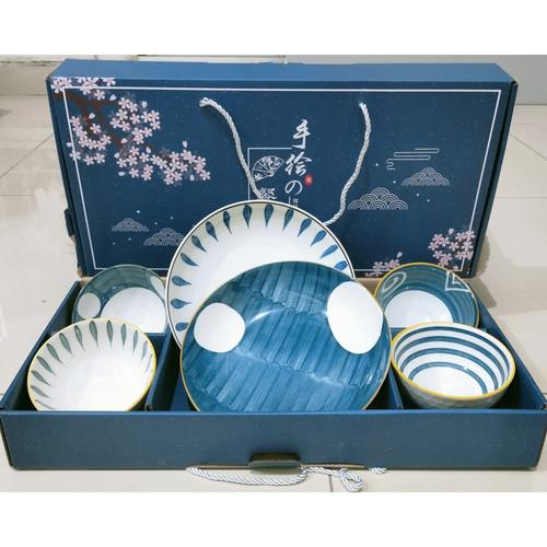 Promo Piring dan Mangkok Jepang Set dengan sumpit bambu / Japanese plate and - 4M+2P Cane flow ...