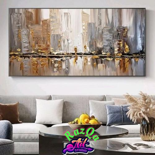 Jual Lukisan Tangan Modern Abstract Texture Cityscape, Palette Art ...