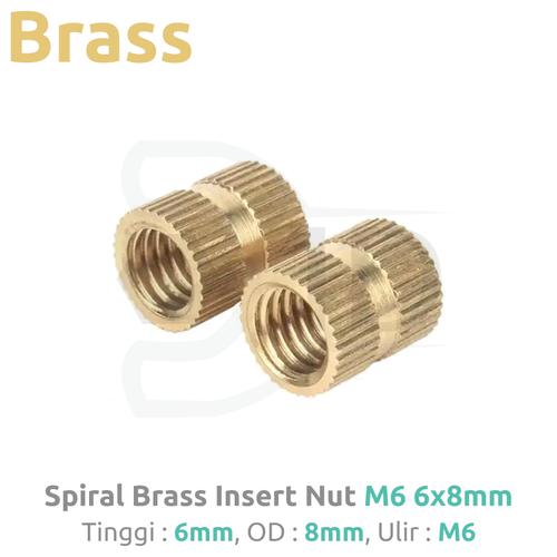 Jual M6 6x8 Brass Insert Nut / Brass Hot Melt Nut Thread M6 / Drat M6 ...