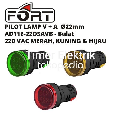 Jual Pilot Lamp V + A Ø22mm 220VAC Merah, Kuning, Hijau - Merah ...