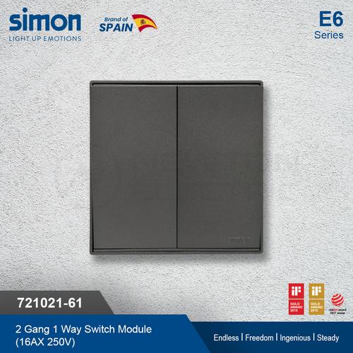 Jual Simon E6 Saklar Seri 2-Gang 1-Way - Grey Abu2 (Tanpa Frame ...