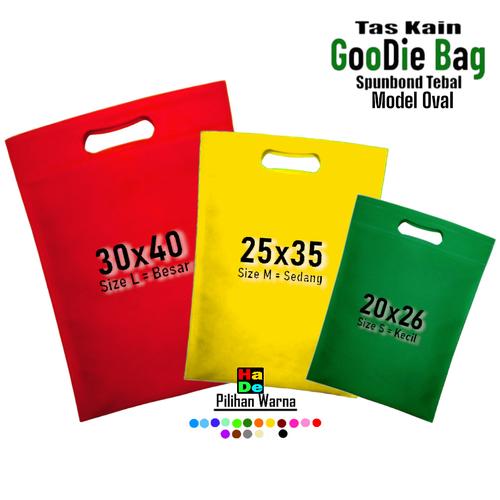 Jual Tas Kain Spunbond Goodie Bag Oval Besar / Kecil S,M&L 20x26 ...