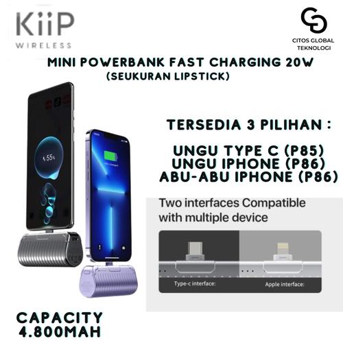 Promo KIIP MINI POWERBANK FAST CHARGING PD 20W USB C / IP WITH PHONE ...