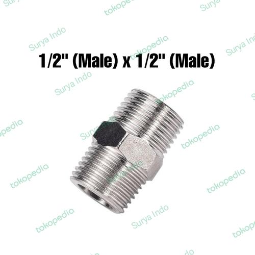 Jual DOUBLE NEPEL STAINLESS 1/2" INCH X 1/2" INCH / DOBEL NEPEL NIPPLE ...