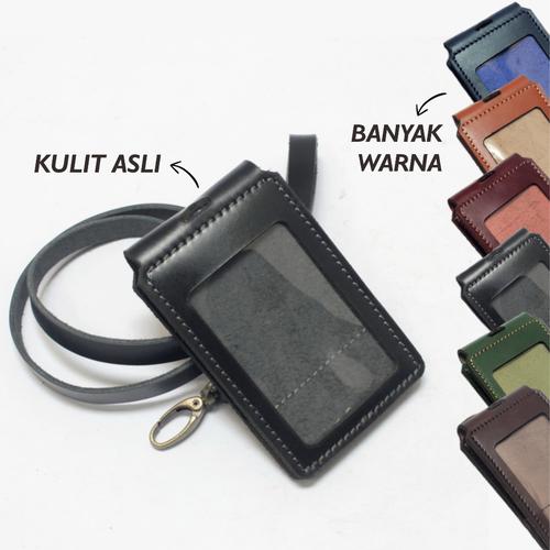 Promo Id card holder model lipat - name tag magnet tali warna hitam ...