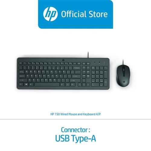 Jual Keyboard Mouse HP 150 / HP150 Wired USB-A Port 12 Shortcut Combos ...