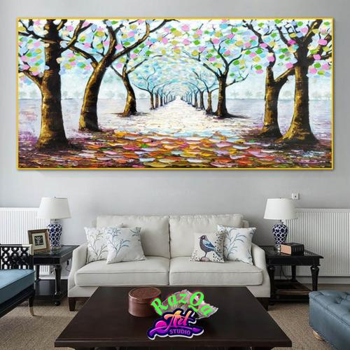 Jual Lukisan Tangan Modern Abstract Texture Tree Acrylic Painting on ...