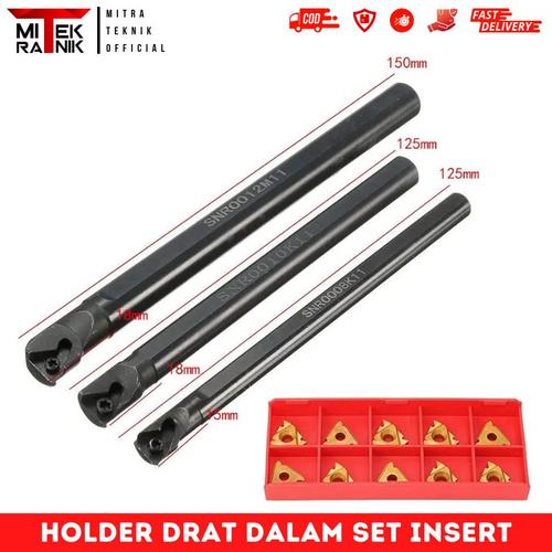 Jual Holder Bubut Drat Dalam SNR 8mm 10mm 12mm Set Insert 11IR 10pcs ...