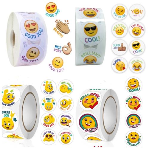 Jual 500 Pcs/Roll Stiker Emoji Motivasi Anak Reward Sticker - SUPER ...