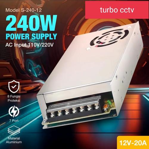 Jual Adaptor 12V 20A Power Supply Switching LED Jaring 20 Ampera 12 ...