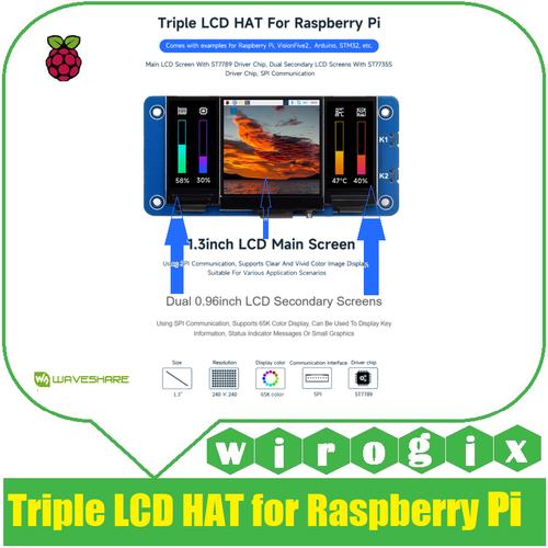Jual Raspberry Pi - Triple LCD HAT ( 1.3 inch + Dual 0.96 inch ) - Kab ...