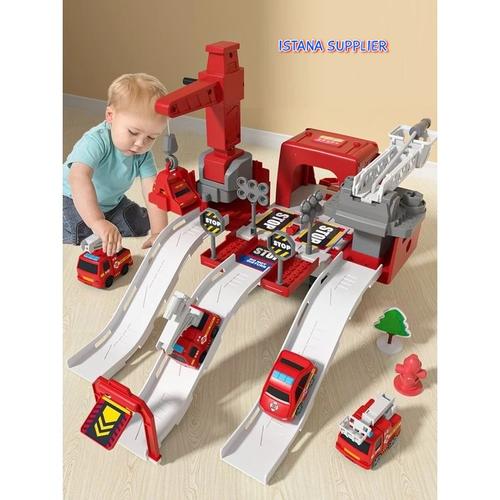Jual Mainan Anak Track Mobil Pemadam DIY Fire Truck Bongkar Pasang Set ...