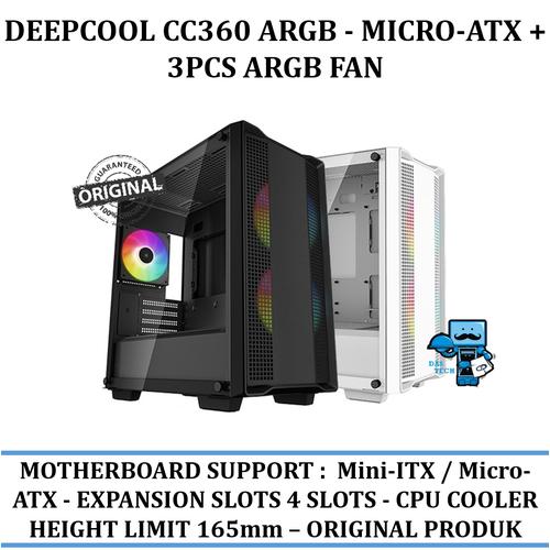 Jual Casing PC Deepcool CC360 ARGB - Micro-ATX + 3pcs ARGB Fan - BLACK ...