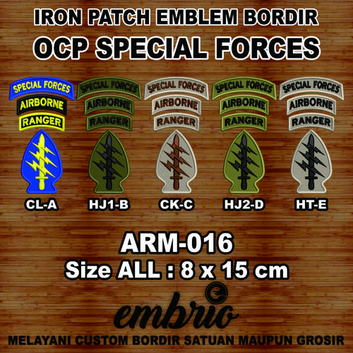 Jual ARM-016 Patch OCP Tab Special Forces Airborne Ranger U.S. Army Air Sof - 016-CL-A Color ...