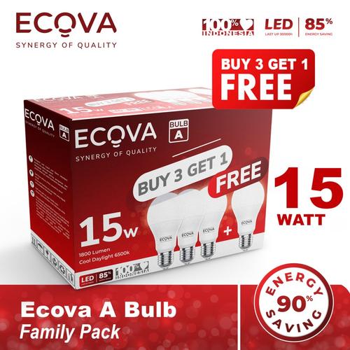 Jual Lampu Bohlam LED bulb ECOVA Putih kuning 15 watt 15W White Warm White - Putih - Kota ...