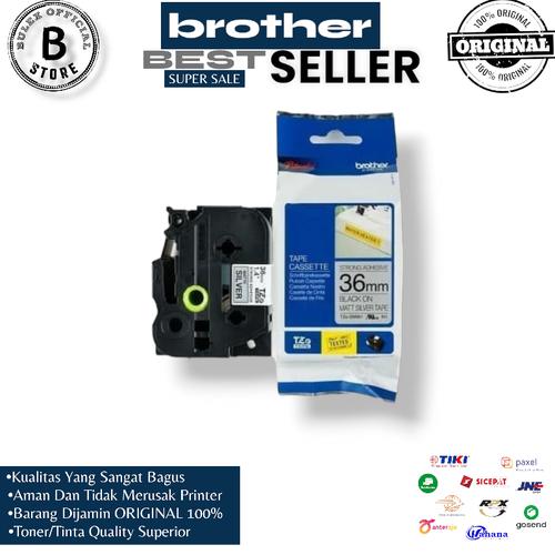 Jual Brother Label Tape TZE-SM961 36MM Black On Matt Silver Tape ...